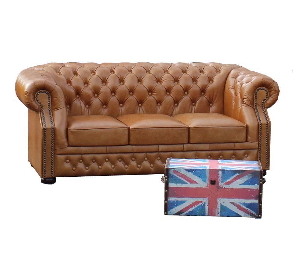 Windsor Antikwhisky 3-Sitzer Chesterfield Sofa
